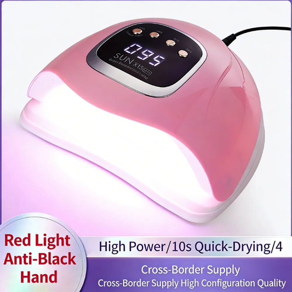 Высокомощная быстрая сушилка для ногтей 280 Вт, 4 режима скорости, двойной источник света, 66 светодиодных лампочек для сушки без мертвых углов на 180 .