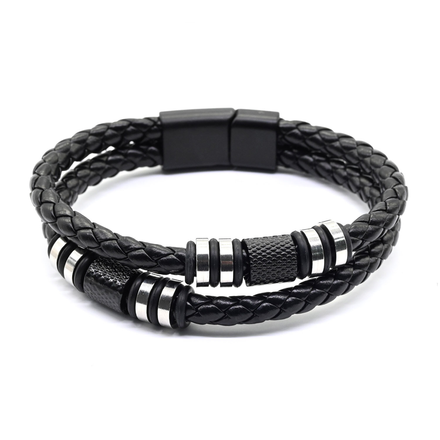 Плетеный браслет, кожа