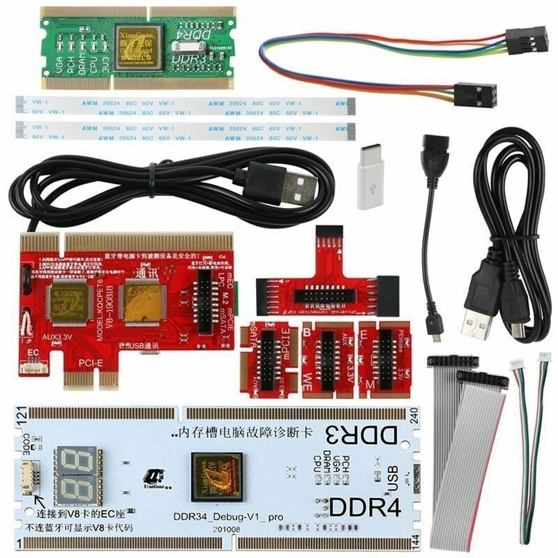 Ноутбук KQCPET6 V8, настольный ПК, универсальная диагностическая карта отладки King Post Card с поддержкой PCI PCI-E MiniPCI-E LPC DDR3/4