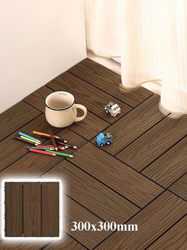 Садовый настил из древесно-пластикового композита, 30x30x2 см, темно-коричневый, 1 шт