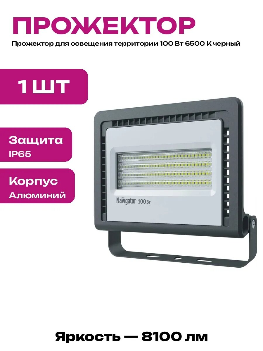 Прожектор LED 100 Вт 6500 К алюминиевый корпус пылезащитный