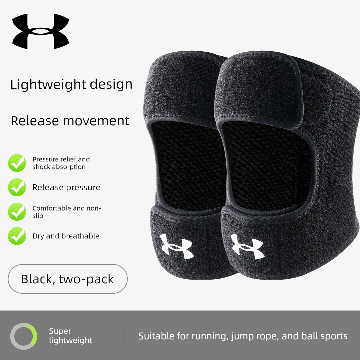 Наколенник Under Armour для занятий спортом, модель с открытым отсеком для коленной чашечки, для мужчин и женщин,