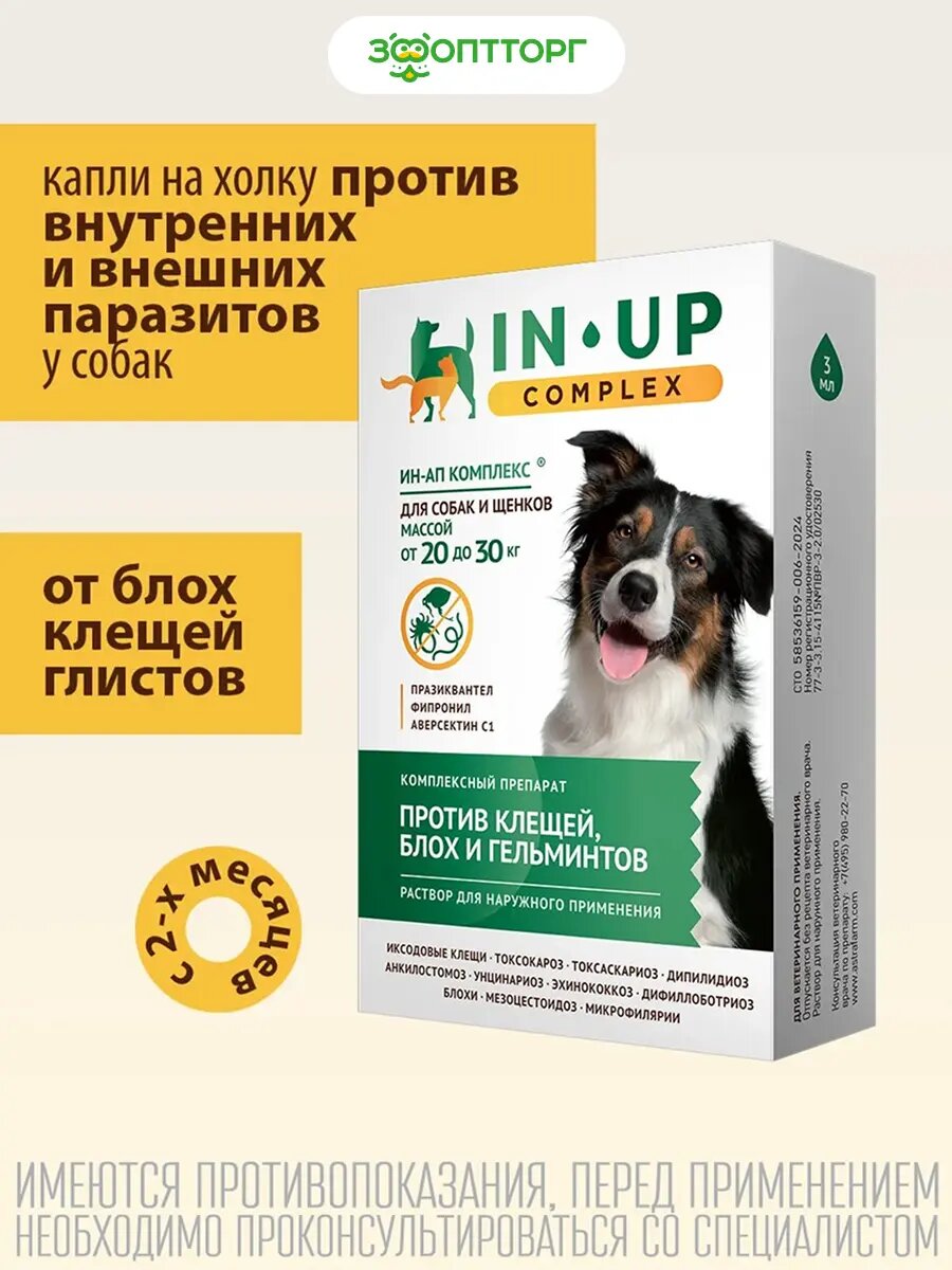 ИН-АП комплекс капли от блох и клещей для собак 20-30 кг, 3 мл