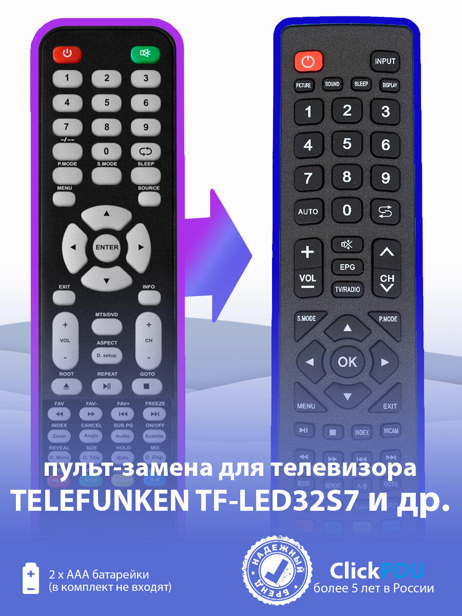 Пульт для телевизора TELEFUNKEN TF-LED32S7