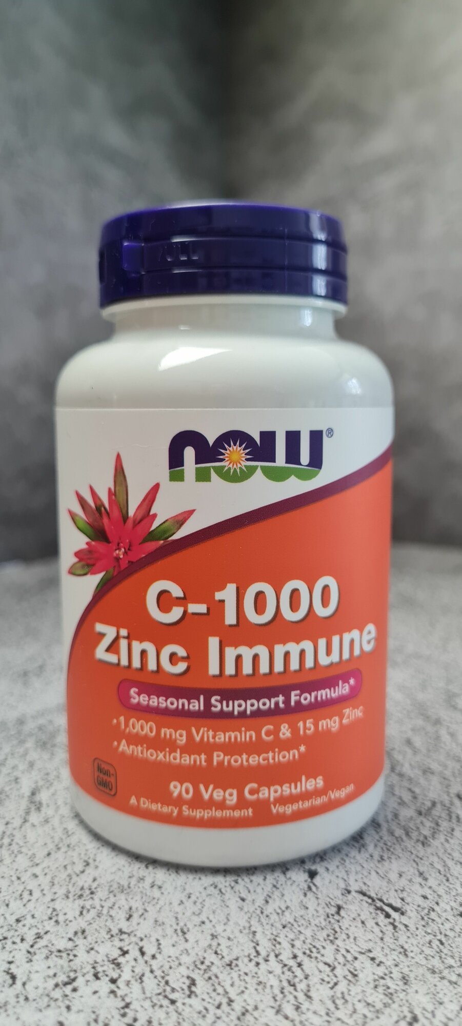 NOW Foods Zinc Immune 90 veg capsules, Нау фудс C-1000 с цинком для укрепления иммунитета, витамин C 1000 мг и цинк 15 мг 90 вегетарианских капсул