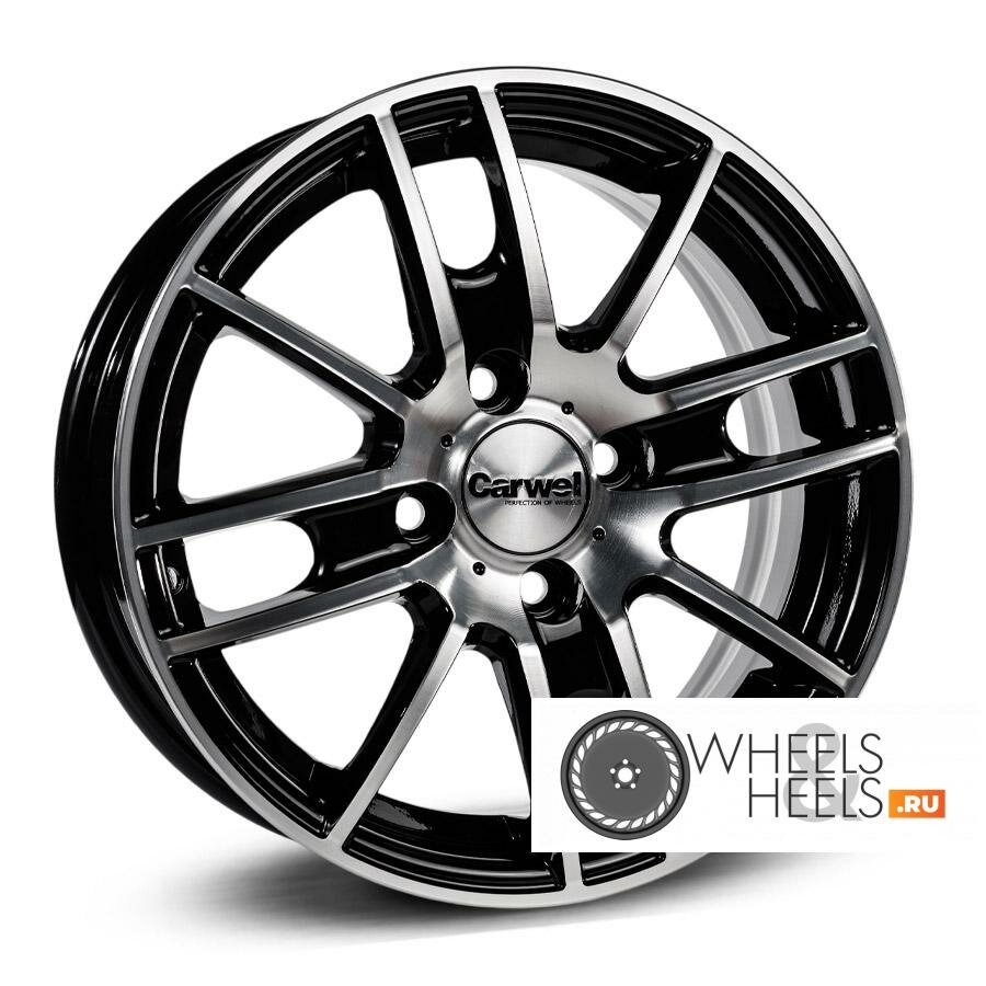 Диск автомобильный литой Carwel Лада 173 14x5.5 4x108 et45 dia63.35 Черный с полированной лицевой поверхностью