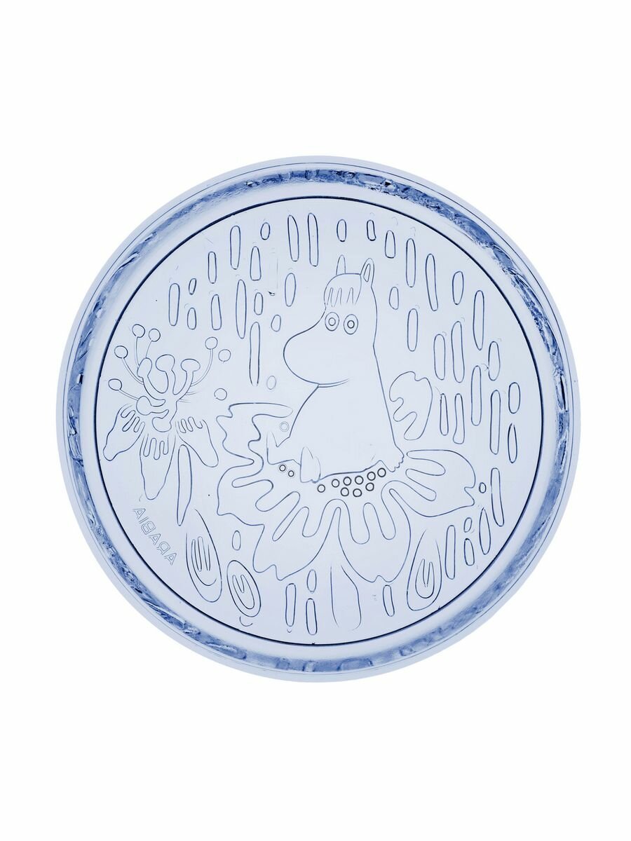 Тарелка десертная, блюдце Arabia Finland Moomin Мистический лес aqua blue, стекло,15,5 см.