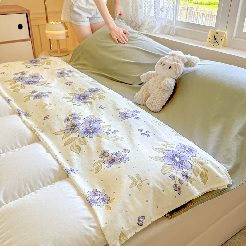 Fragrant Flower Scene + Light Gray 100% хлопок гостиничный дорожный спальный мешок, портативный гигиенический комплект,
