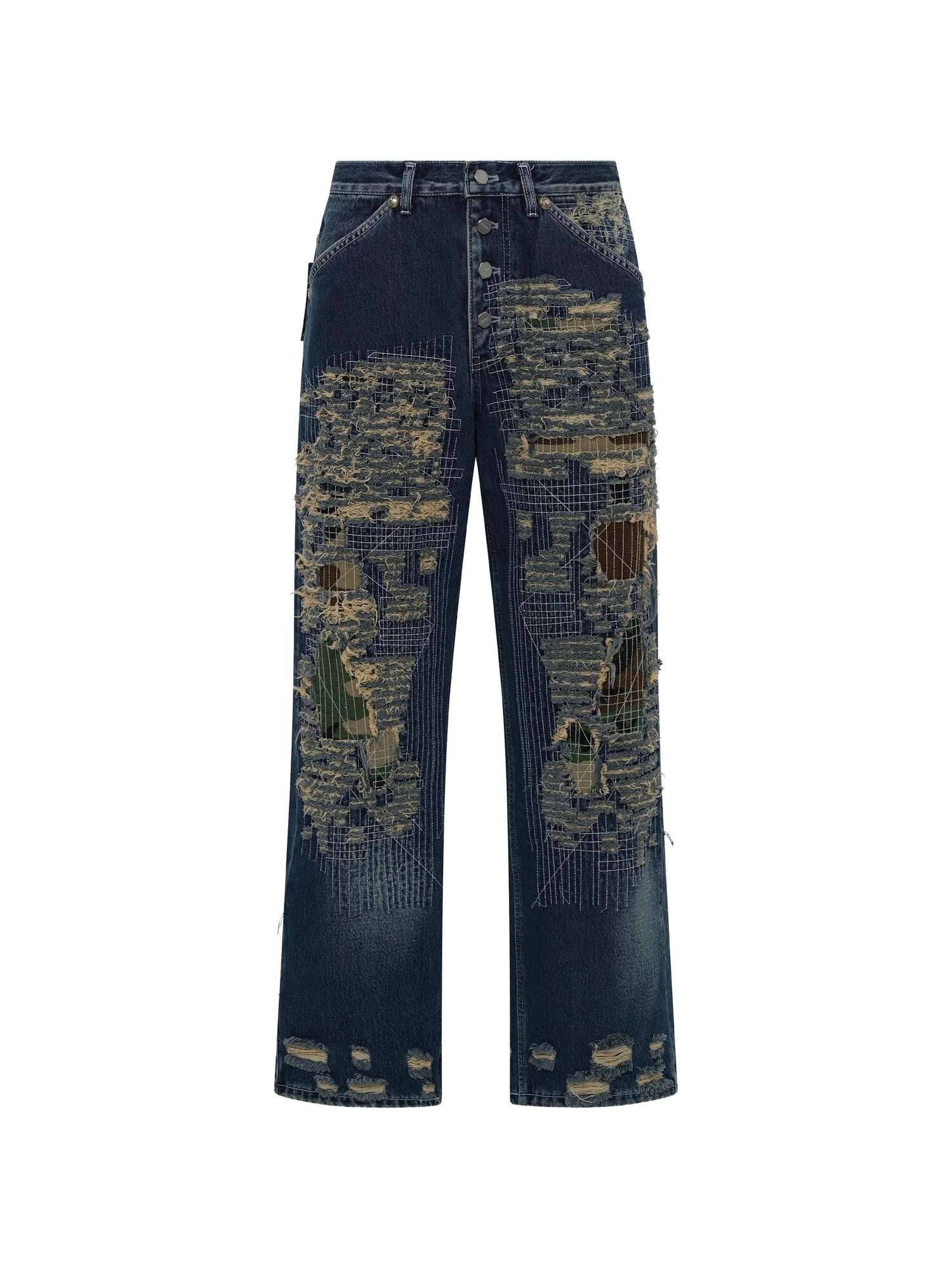 Джинсы широкие Distressed wide-leg jeans 