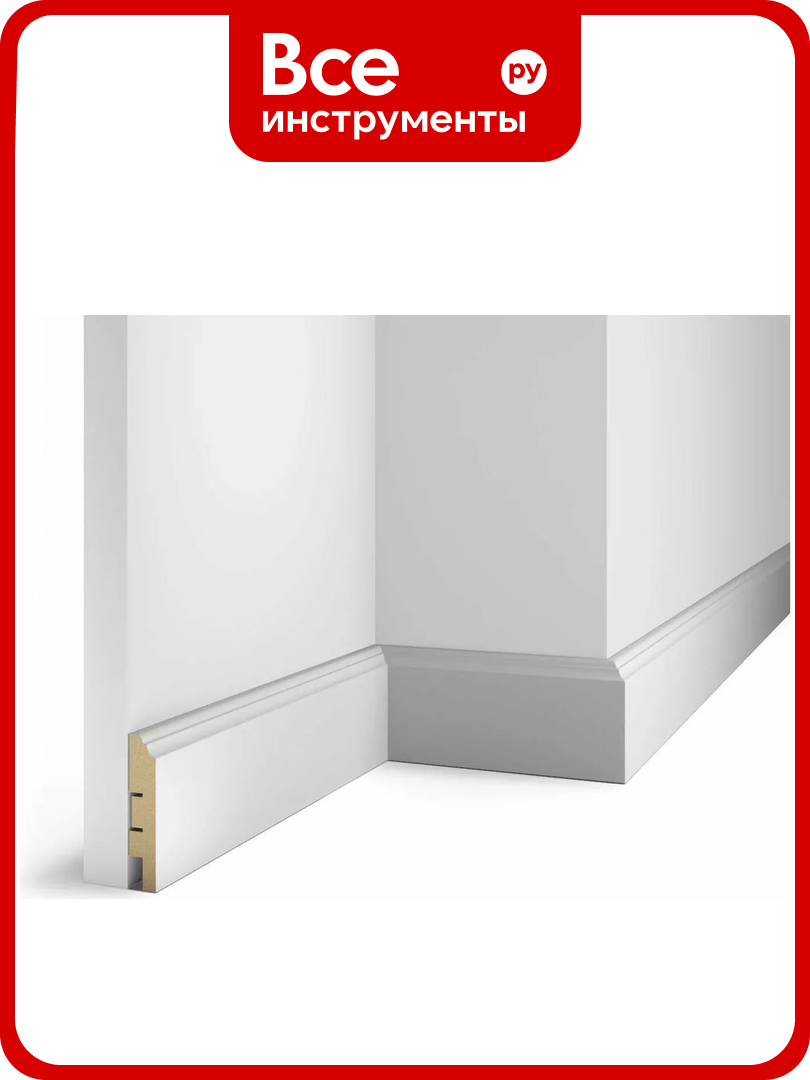 Плинтус COSCA DECOR AP07 под покраску, белый, 80x16x2400 мм, МДФ, с пазом СПБ077579