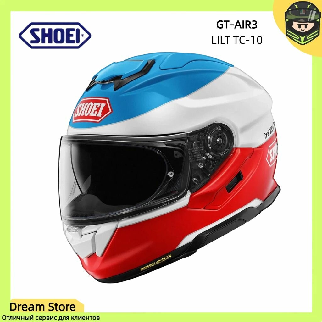Shoei Мотошлем, цвет: белый, красный, размер: L