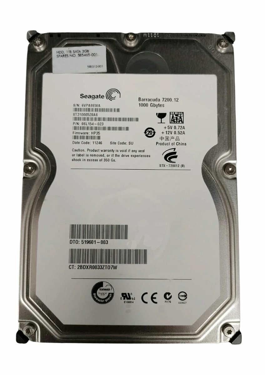 Жесткий диск HP 1Tb 7200 SATAII 3.5" HDD 590312-001