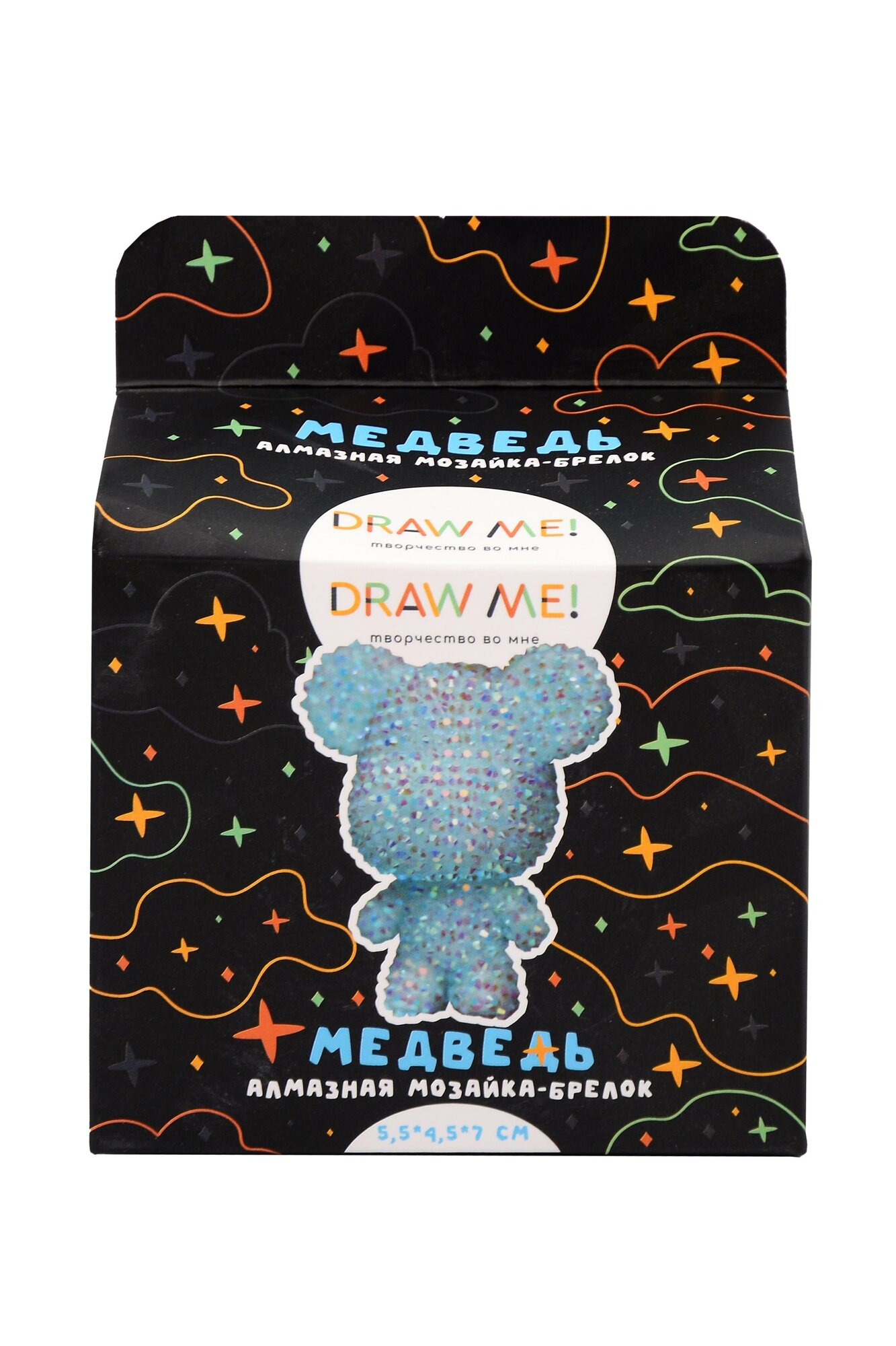 Алмазная мозаика на брелоке Draw Me! "Синий мишка", (5,5*4,5*7 см)