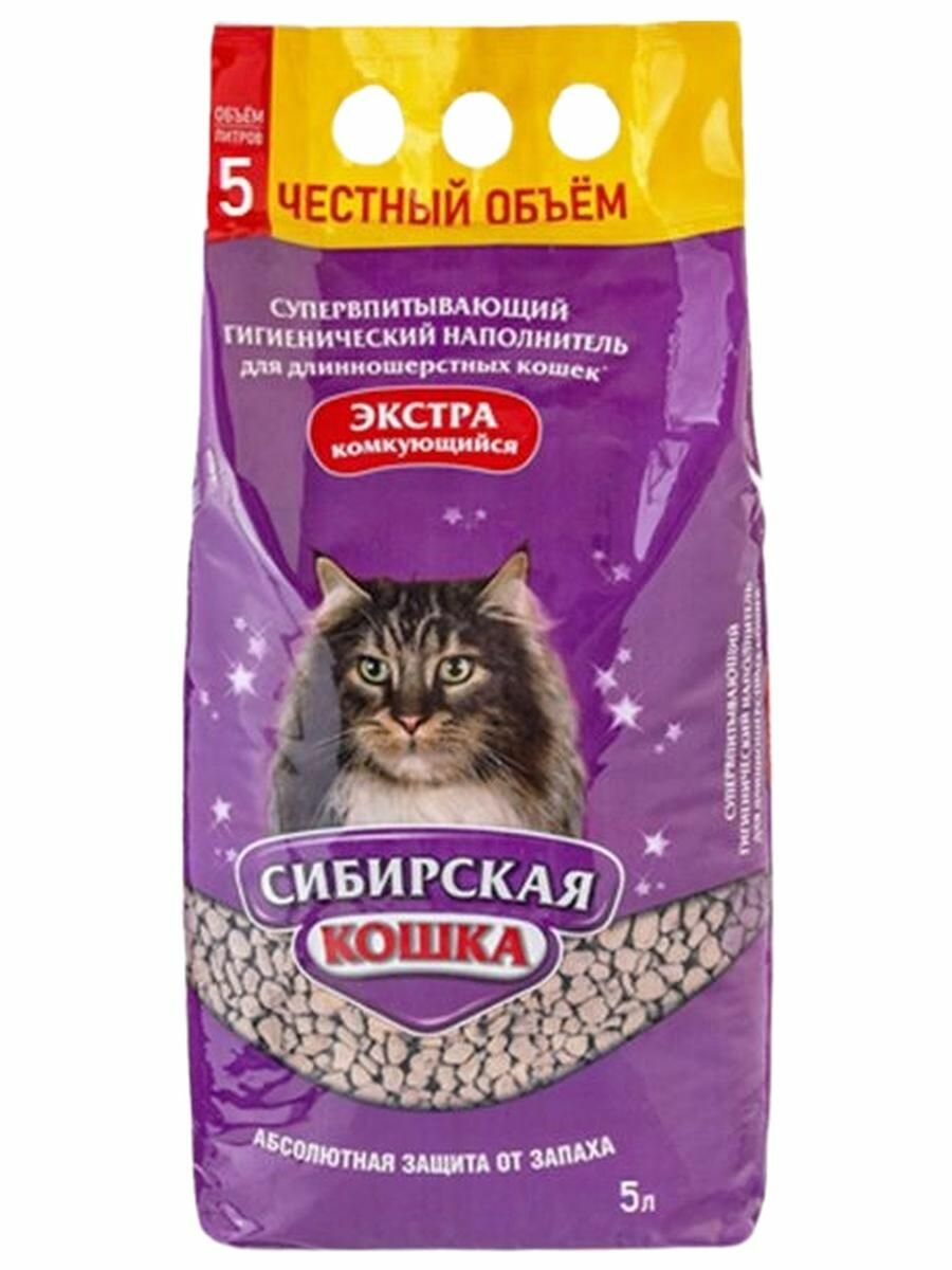 Наполнитель сибирская кошка 5л экстра комкующийся (для длинношерстных)