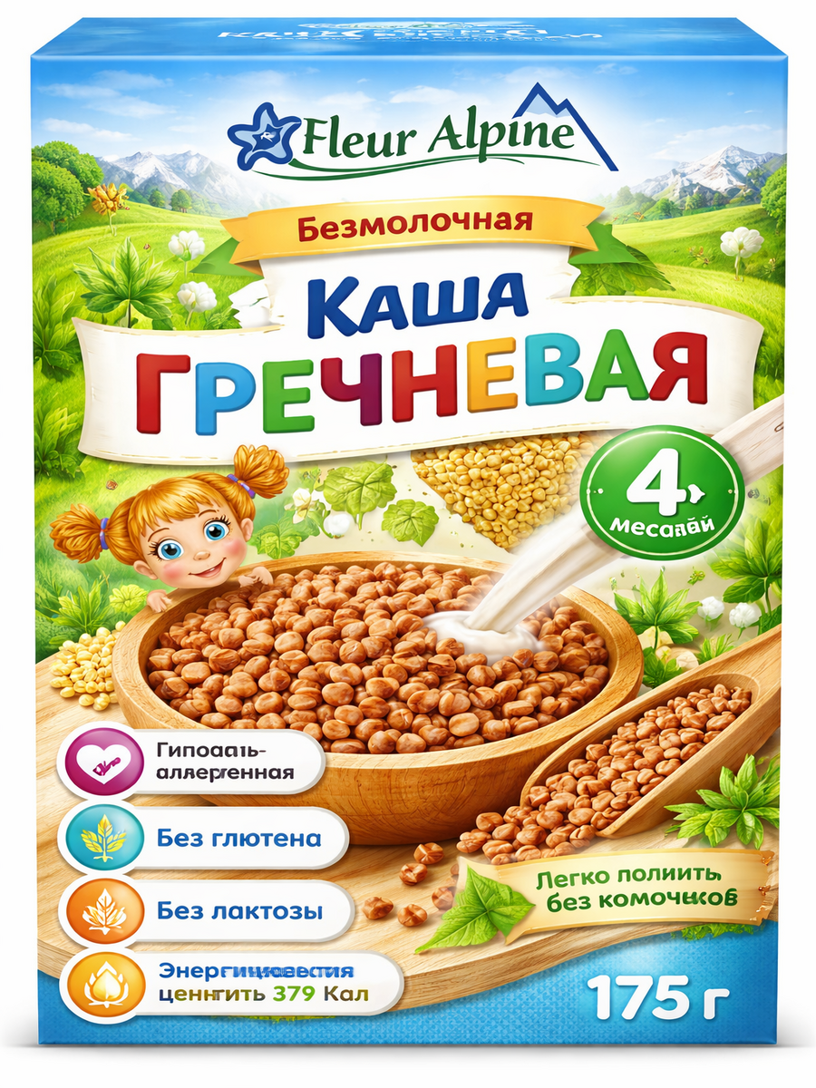 Каша безмолочная детская Fleur Alpine Гречневая с 4 месяцев, 175г