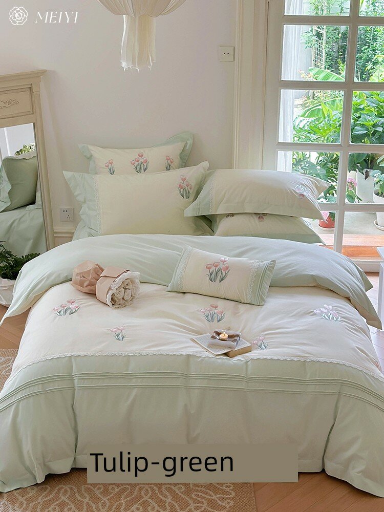 Meiyi Home Textiles утолщенный новый комплект из четырех предметов из чистого хлопка с начесом, маленькое свежее