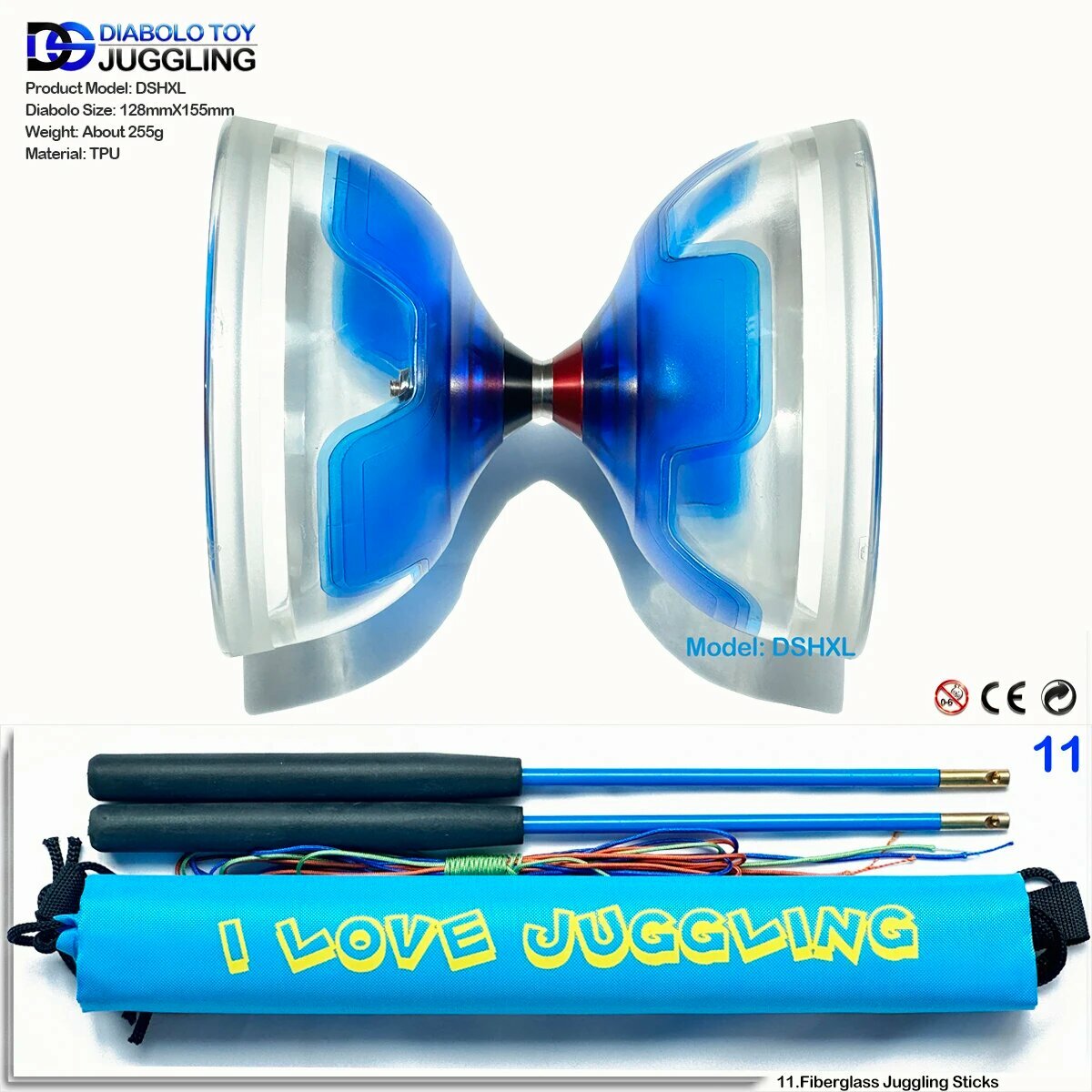 Диаболо DSJUGGLING Blue-F, синий, 255г
