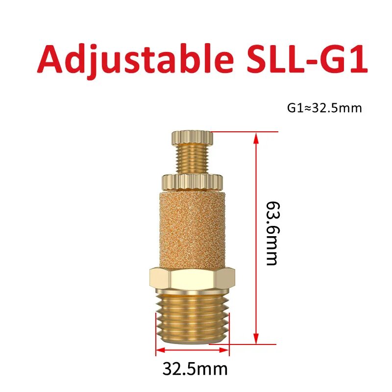 Глушитель пневматический SLL-G1, G1=32.5mm, 63.6mm