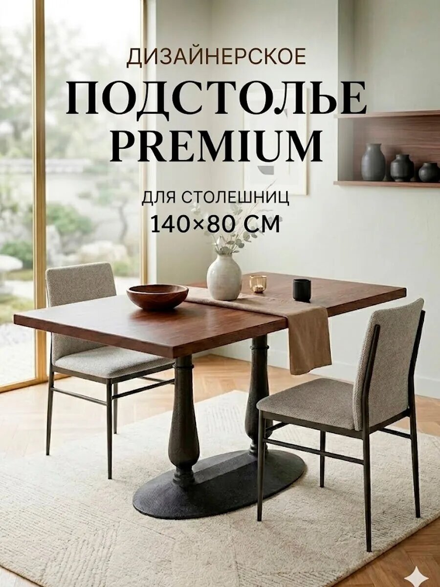 Чугунное двойное подстолье для столешницы до 140×80 см — фото 1
