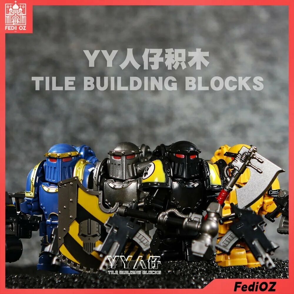 Набор Warhammer 40K : космодесант Имперские Кулаки, Ультрамарины и Железные Воины (4 собираемые фигурки из конструктора в комплекте).