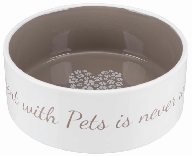 Trixie миска керамическая Pets Home, 1.4 л х 20 см, кремовый, тёмно-серый