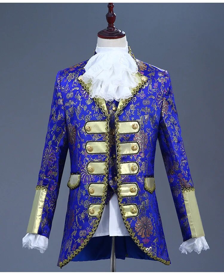 Средневековый мужской и детский карнавальный костюм король принц L, Blue Top