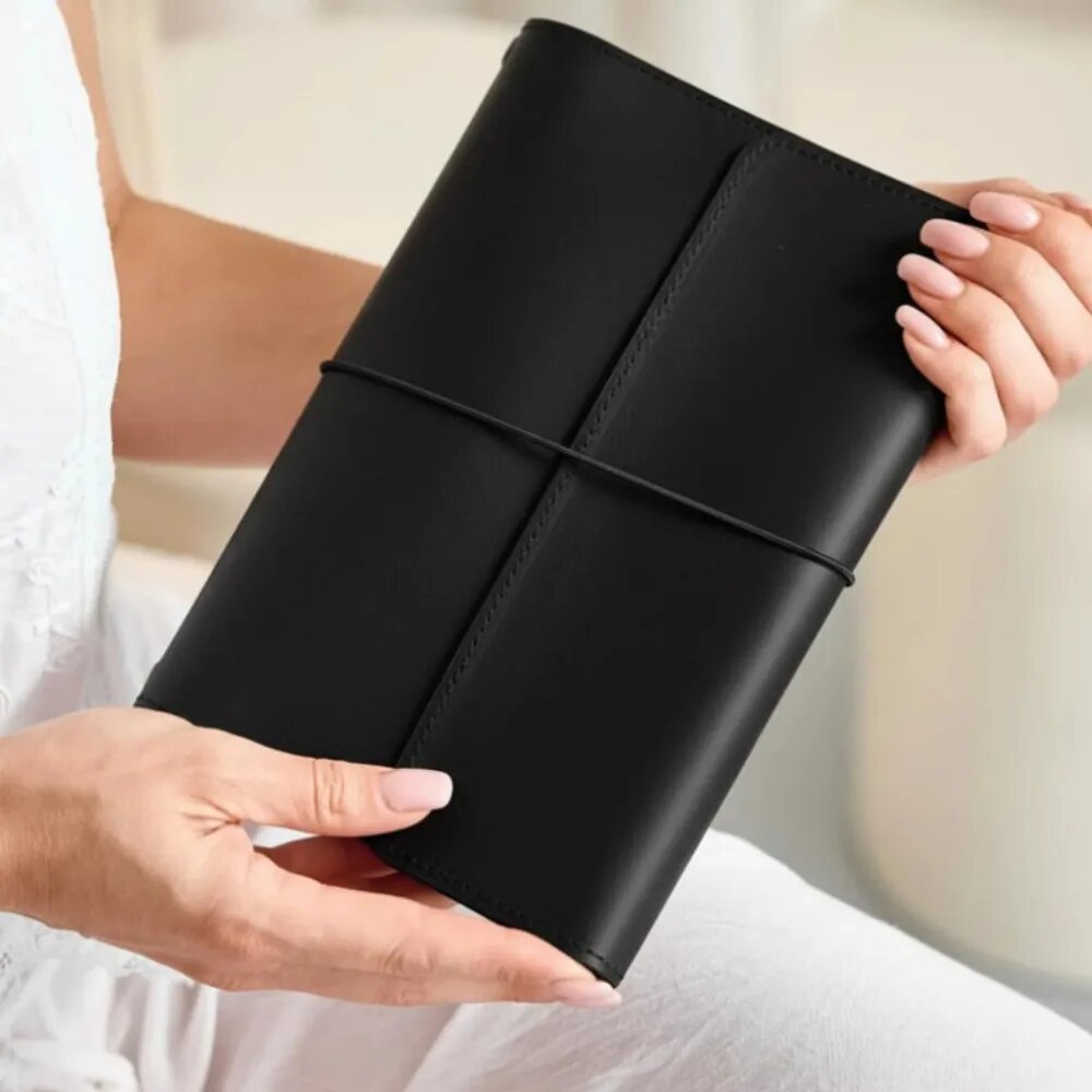 Кожаный обложка для блокнота A5 PU Черный, Black