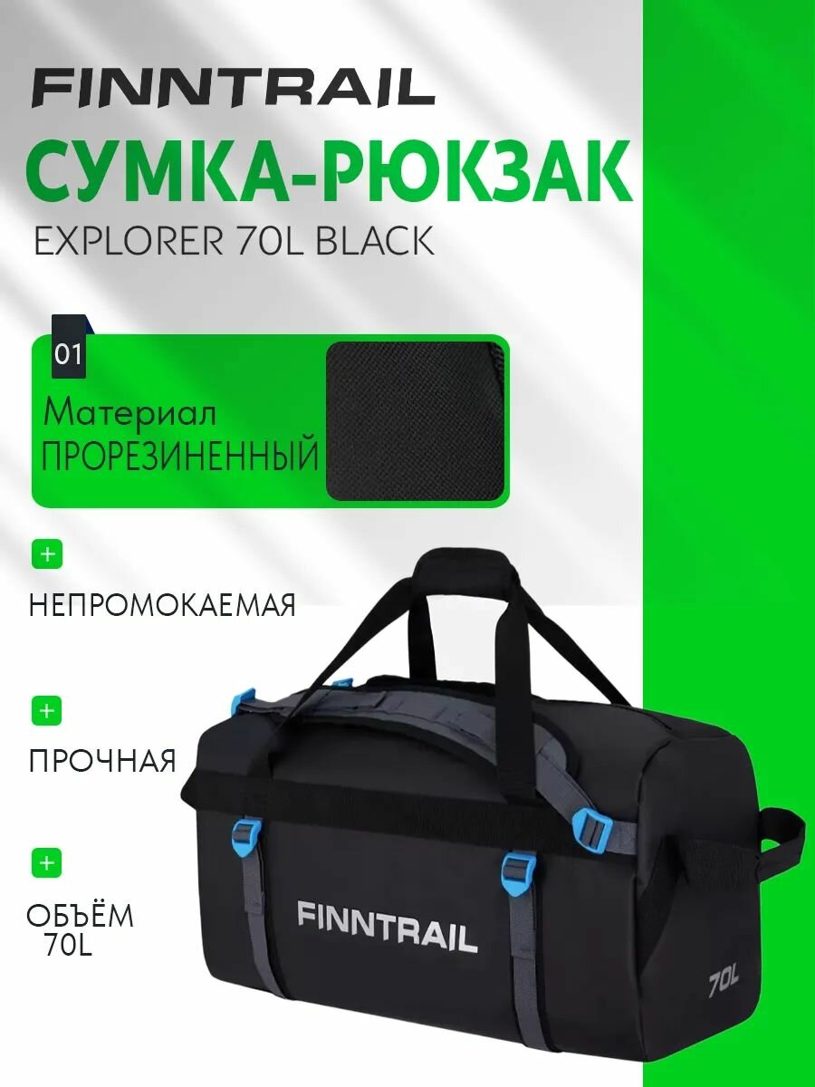Непромокаемая сумка-рюкзак FINNTRAIL EXPLORER 1733 (Black, 70L)