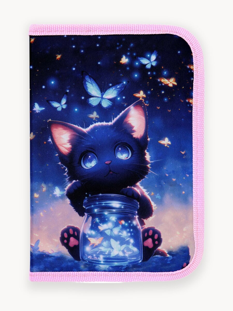 Пенал школьный для девочек для карандашей и ручек с 1 отделением, откидной планкой, канцелярия для школы, с наполнением 24 предмета, Brauberg, 273530