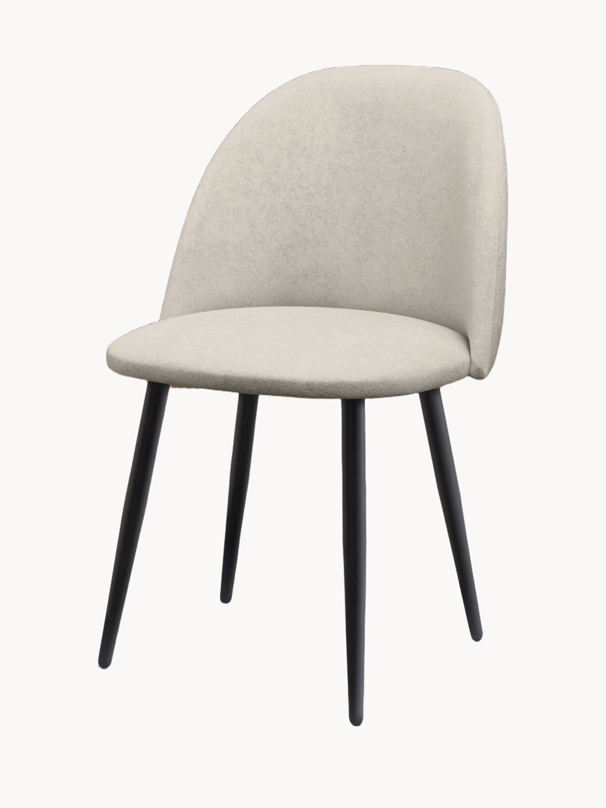 RooMi Стулья для кухни комплект Лео комплект 4 шт, стул мягкий со спинкой, велюр, ножки черные металл, бежевый