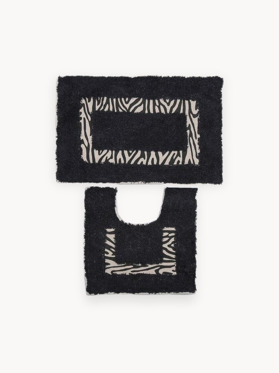 Набор ковриков для ванны и туалета Доляна «Зебра», 2 шт: 40×40, 40×60 см, 900 г/м2, 100% хлопок