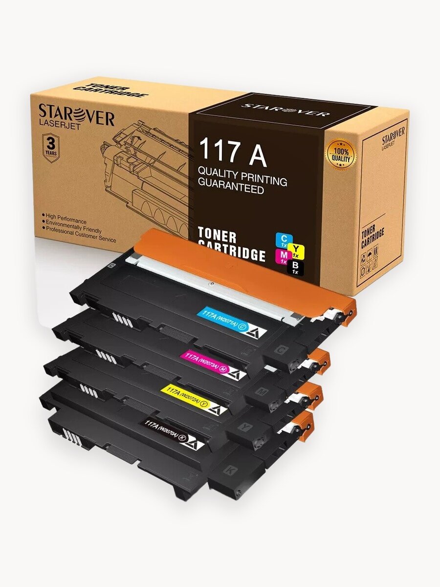 Комплект HP 117A с чипом ( W2070A, W2071A, W2072A, W2073A) для HP Color Laser 150a , 150nw , 178nw , 179fnw, совместимые