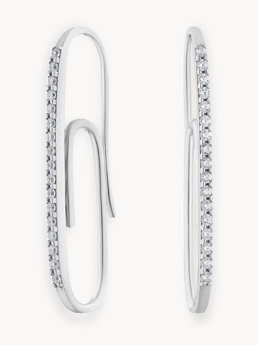 Серьги, серебро, 925 проба, родирование, фианит