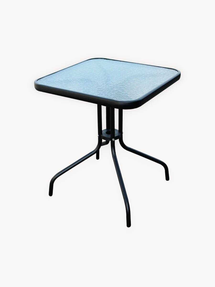 Стол квадратный Garden Story 60х60см (каркас черный, столешница стекло)