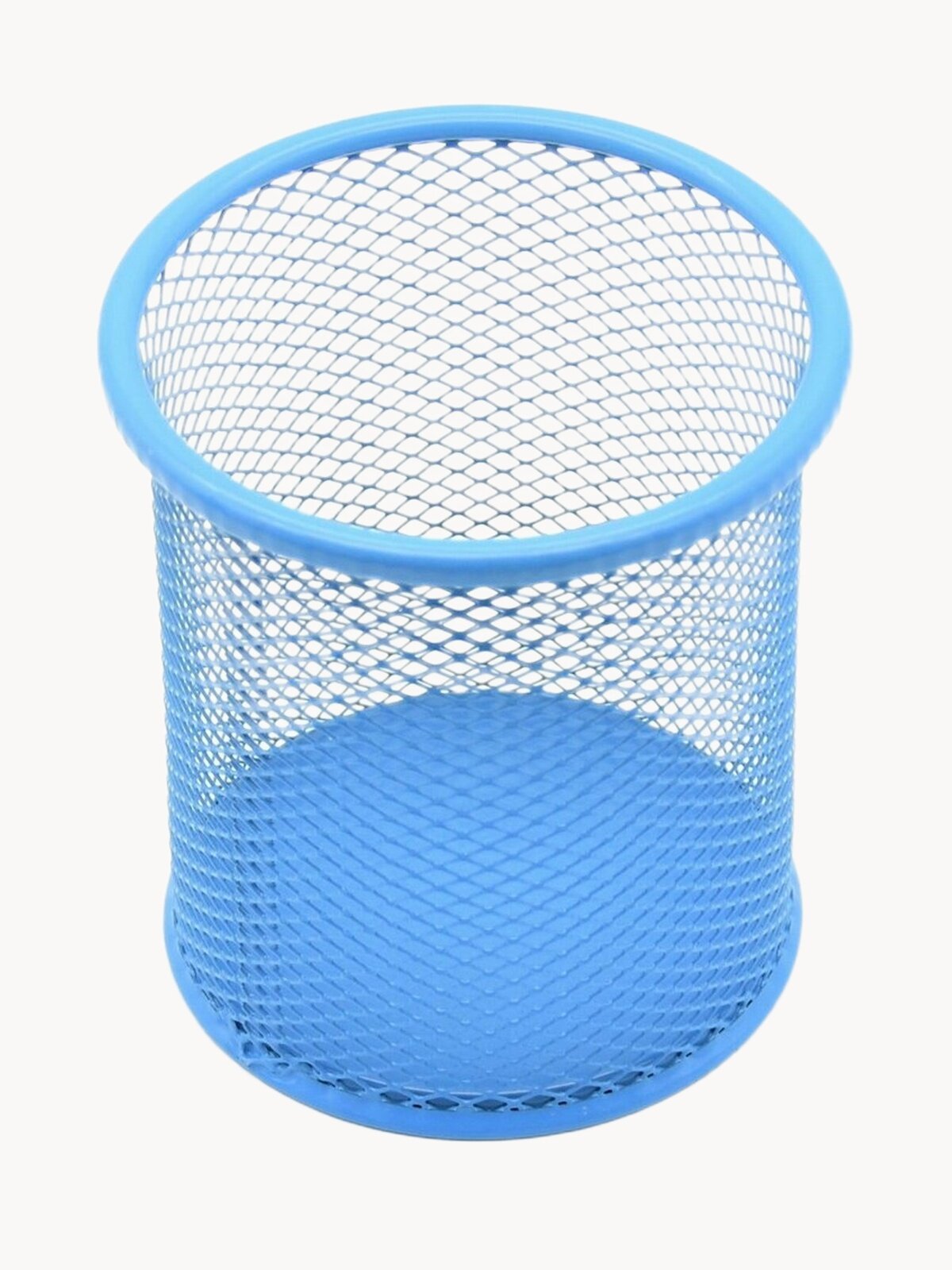 Подставка-стакан для письменных принадлежностей "Круглый" металлический, голубая