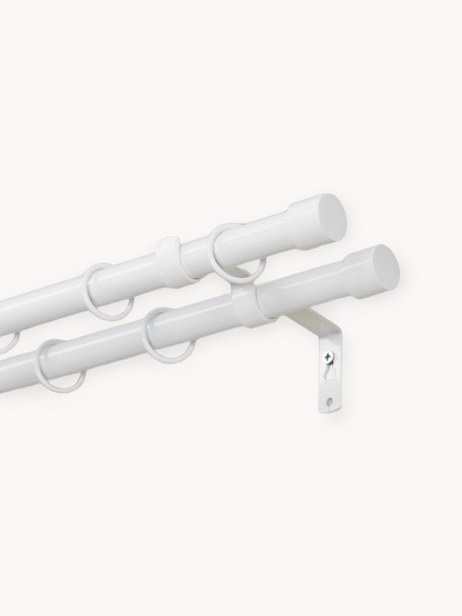 Карниз для штор раздвижной телескопический двухрядный (2 ряда) металлический 160 - 300 см Заглушка белый ARTTEX