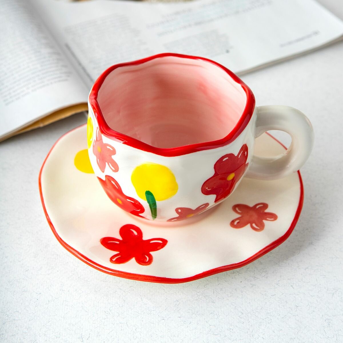 Чайная пара DB HOMME A371, керамика, 1 персоны, цвет красный