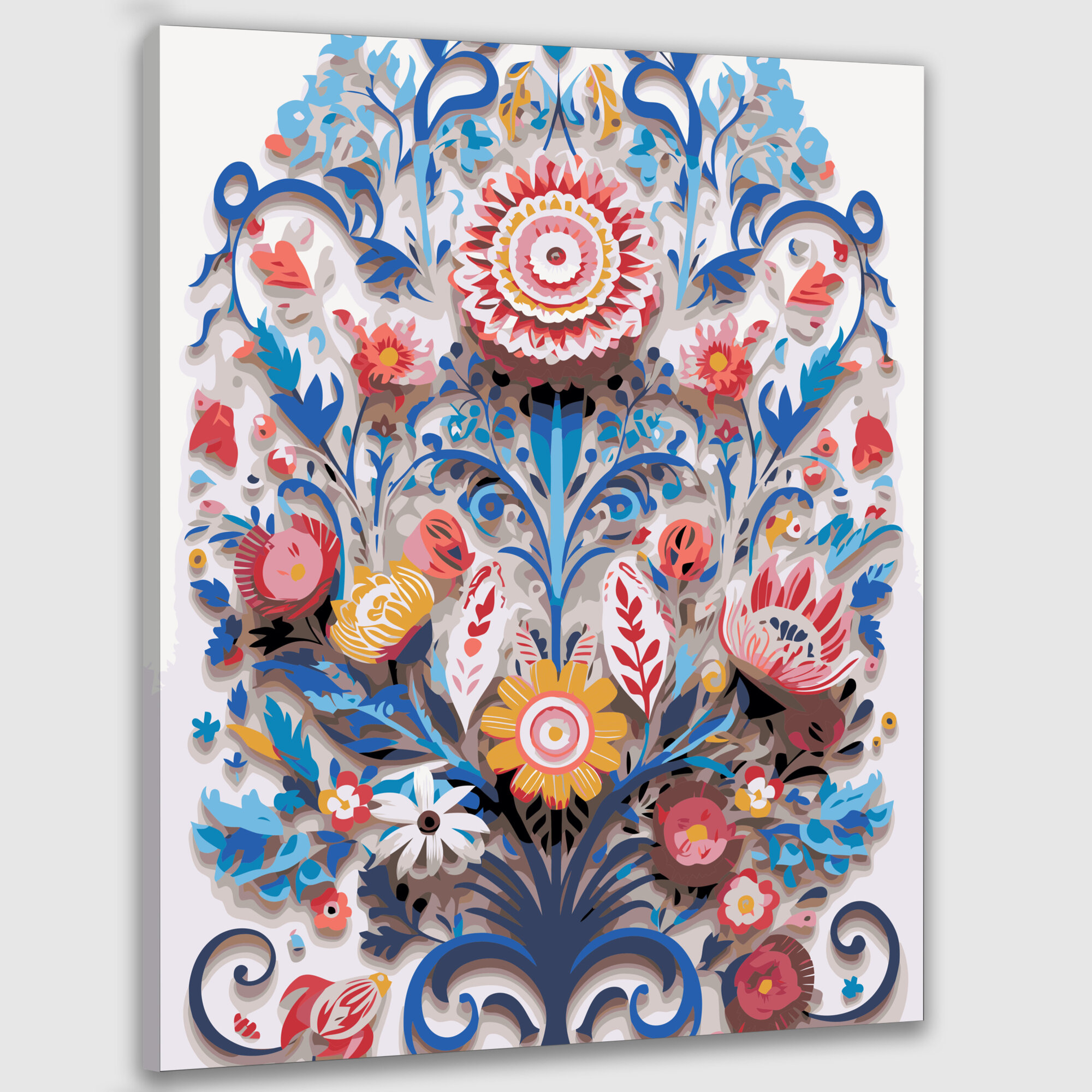 Картина по номерам 40x50 см, фантастический сад, цветы, оживают, танцуют, кружатся, филигрань, узоры