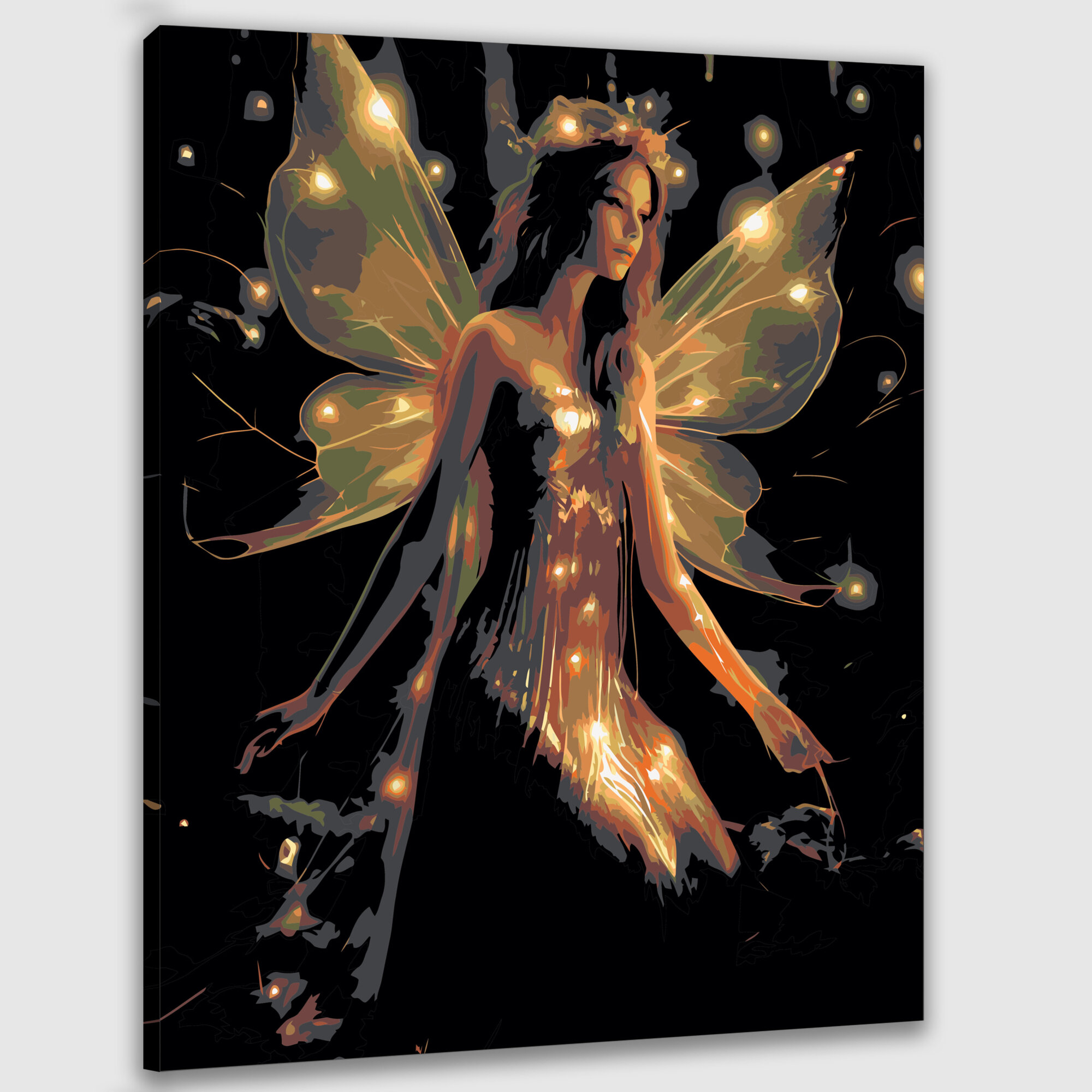 Картина по номерам 40x50 см, фея, крылья, сияние, магия, вдохновение, чудеса, заколдованный лес