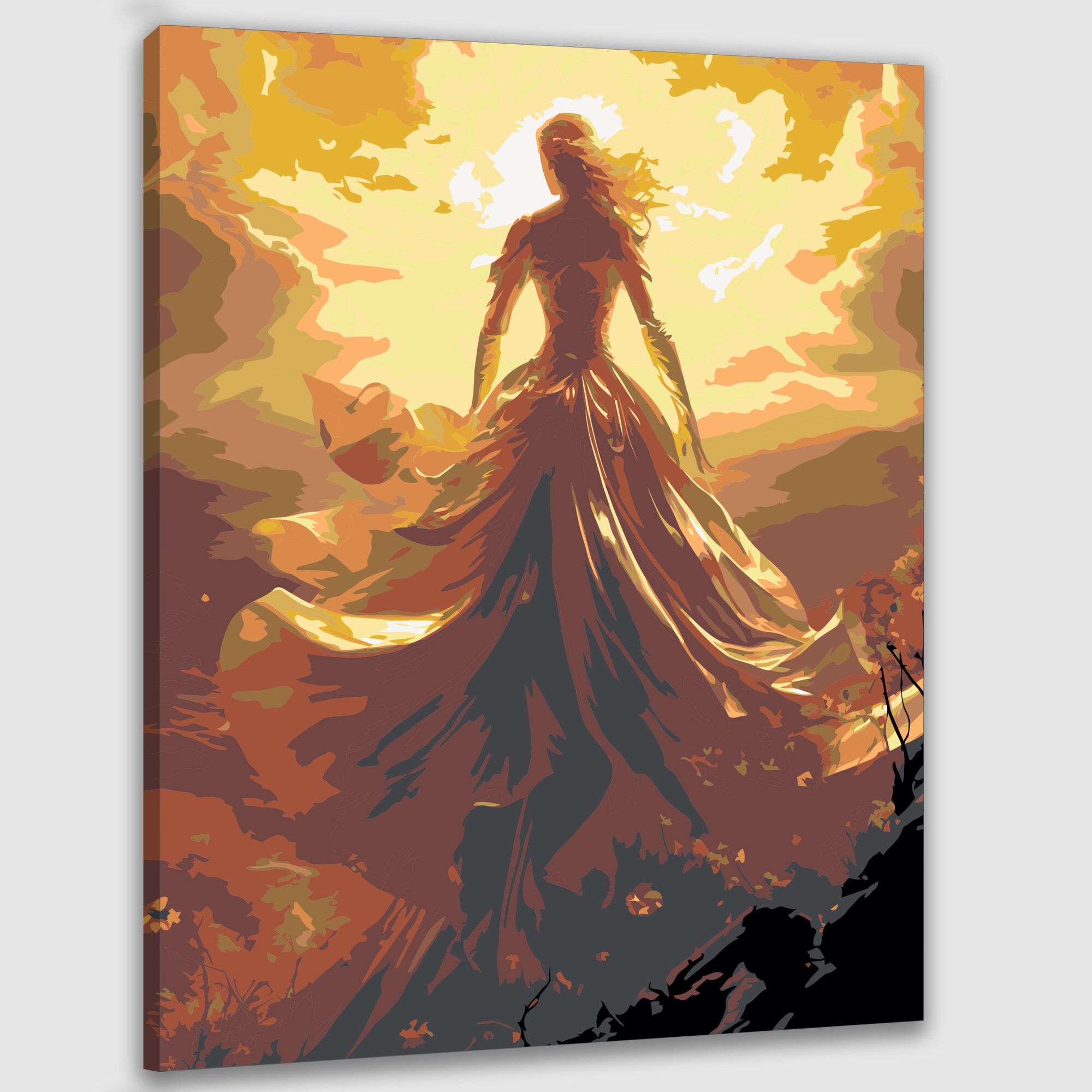 Картина по номерам 40x50 см, фотография, фигура, фея, одежды, солнечный свет, очарование, благоговение, сила, чудеса