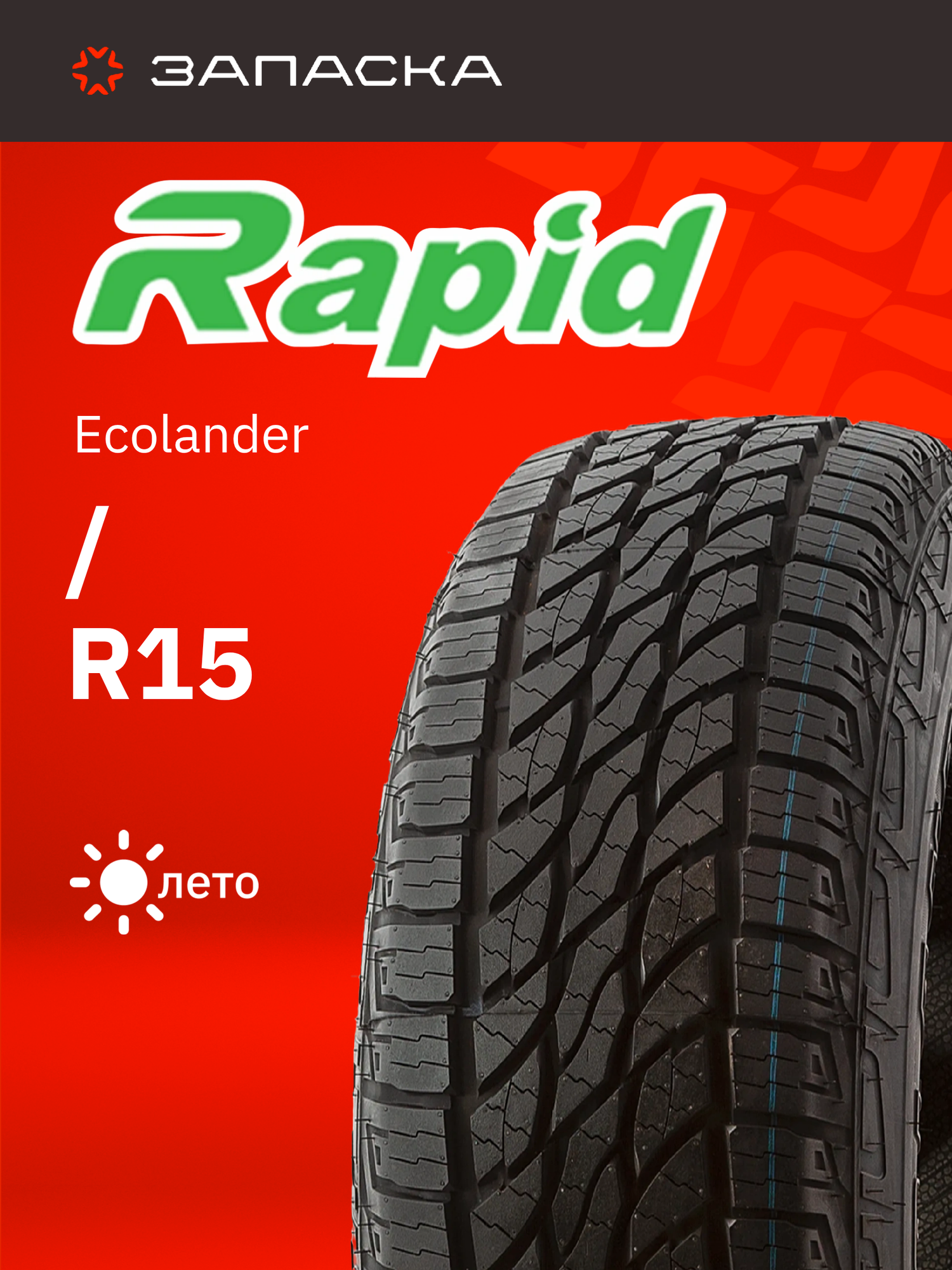 Шины летние 31x10.50R15 Rapid Ecolander 109S для легкового транспорта