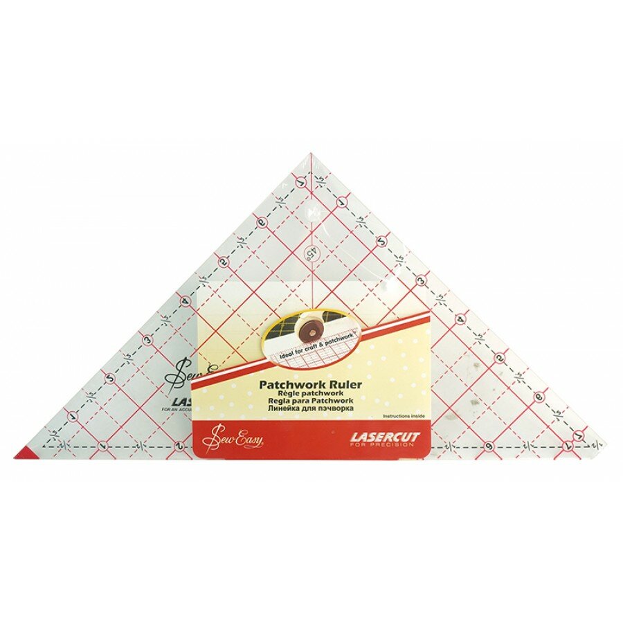 Линейка-треугольник с углом 90*, градация в дюймах, 7 1/2 x 7 7/8 28 х 14 см/ 7 1/2" х 7 7/8 прозрачный с красно-черной разметкой HEMLINE NL4204