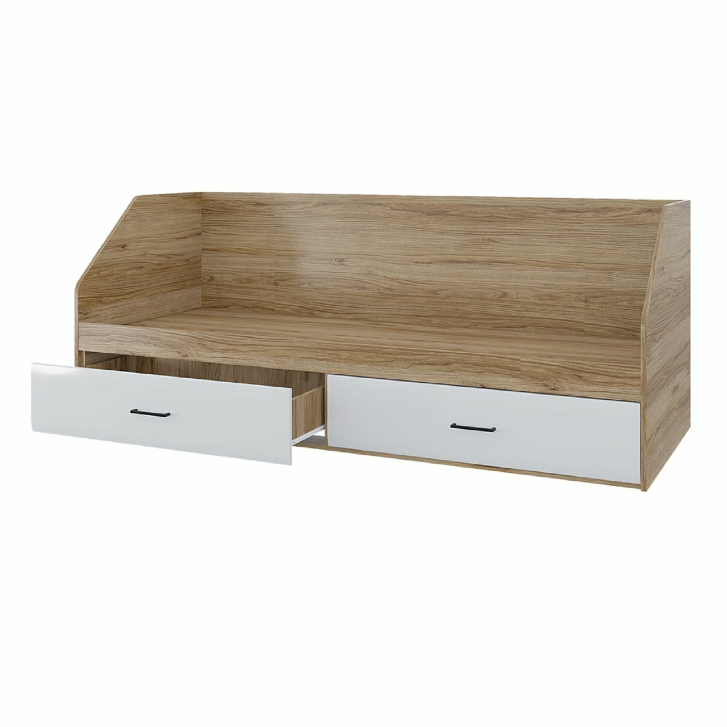 Кровать Ненси 800/2 ящика, цвет Крафт золотой/Белый глянец спальное место 80*200 см ЛДСП для подростков и детей