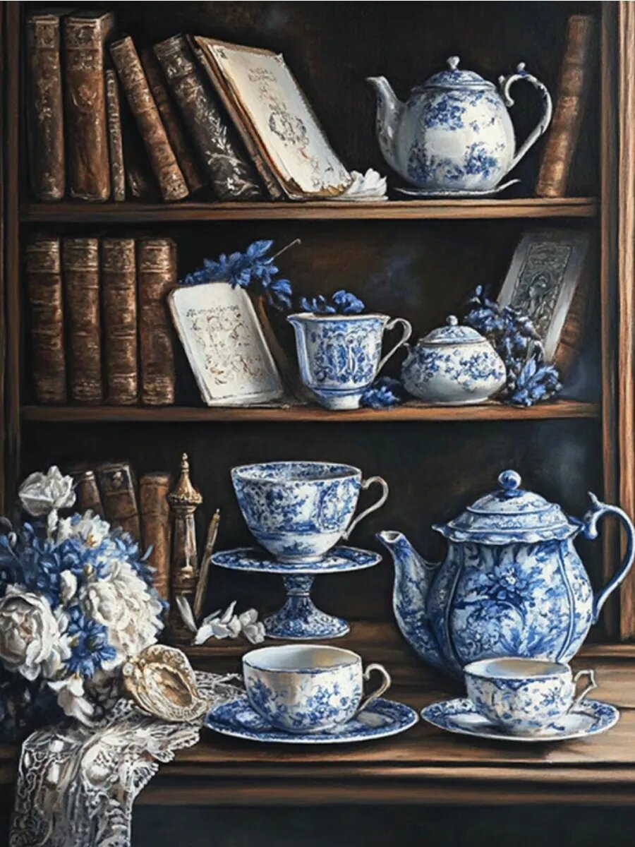 Картина по номерам на кухню сервиз 40х50