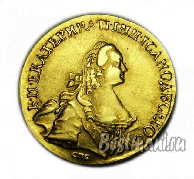 5 рублей 1774 года СПБ под Золото, сувенирная копия монеты, нумизматика, деньги для коллекции