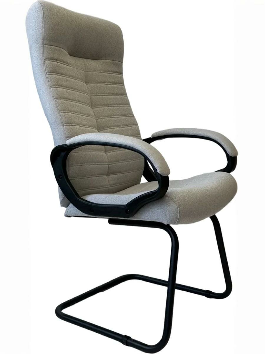 Кресло на полозьях StylChairs Консул Ультра Софт, обивка ткань, цвет светло-серый