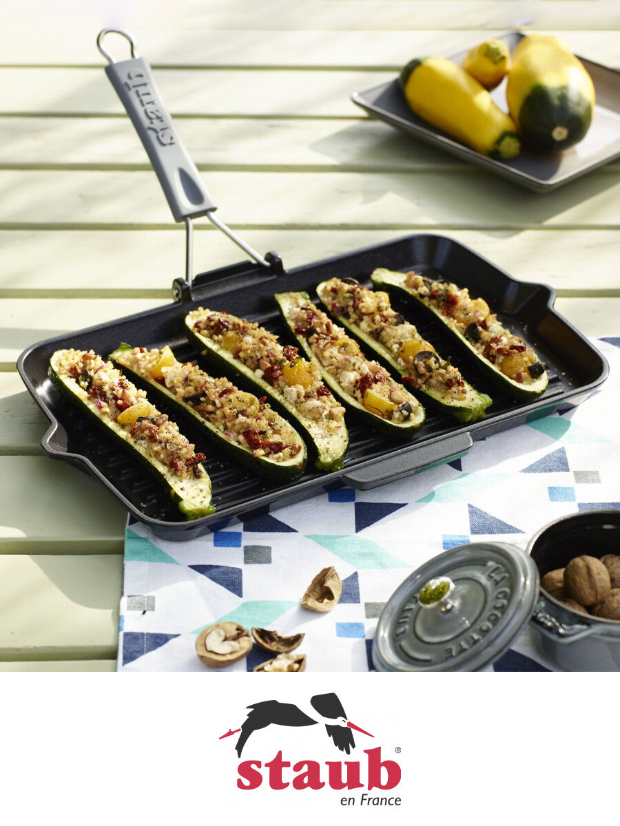 Сковорода-гриль чугунная Staub с силиконовой ручкой 21 x 34 см