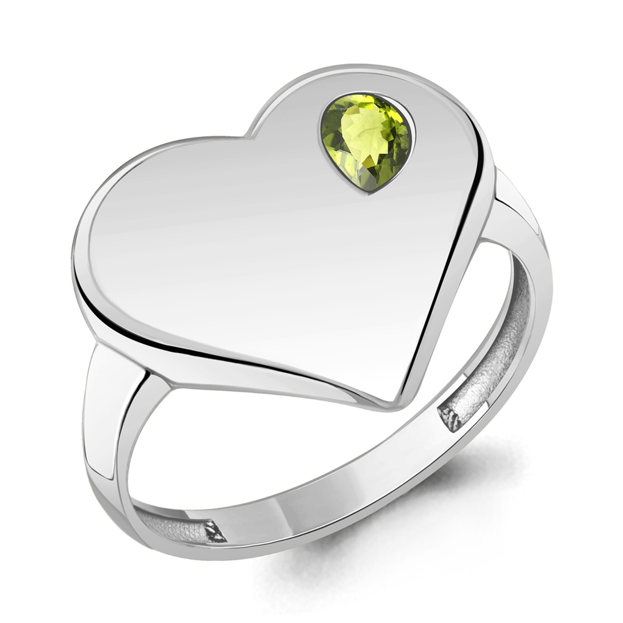 Кольцо, серебро, 925 проба, родирование, хризолит