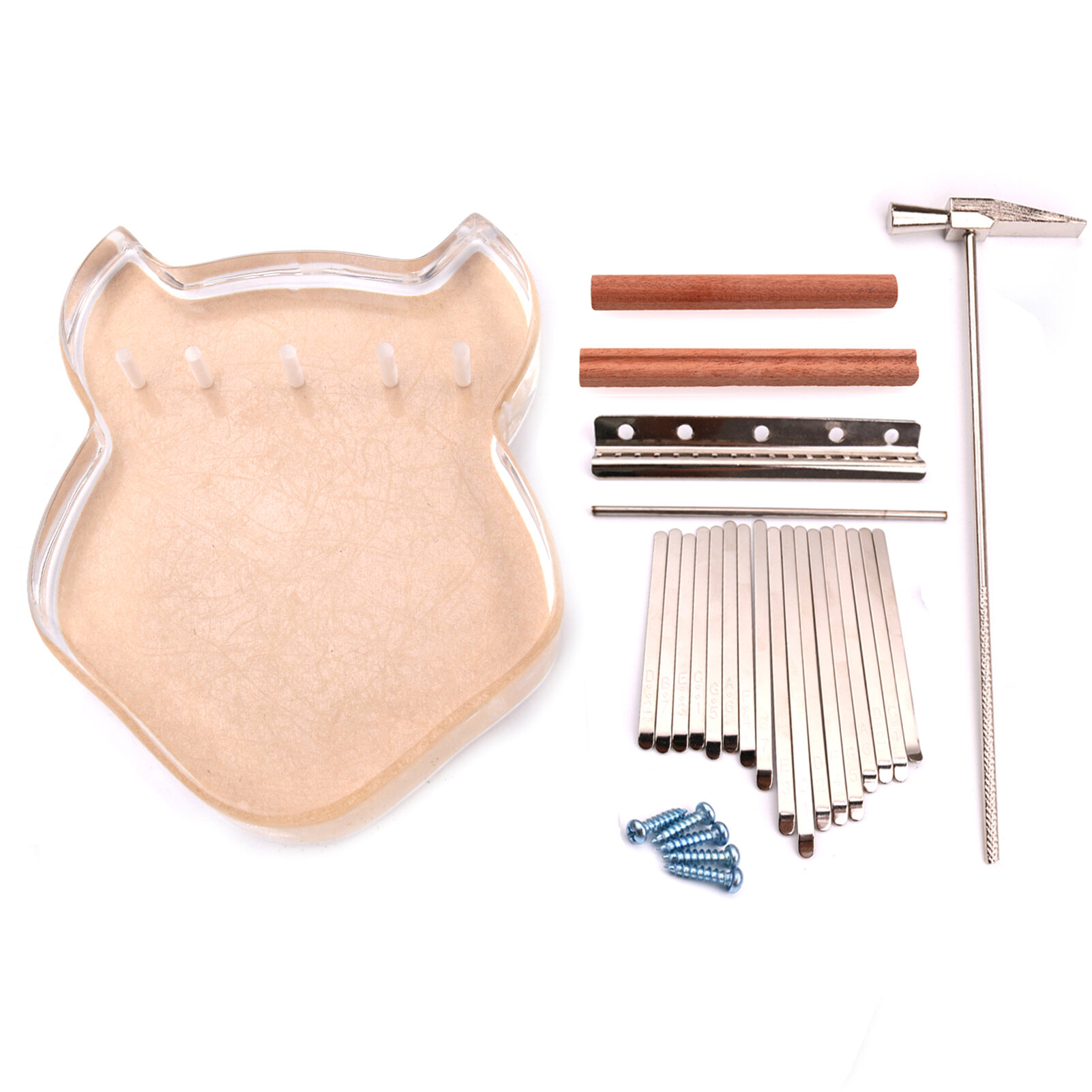 Калюмба 17 клавиш с молоточком для настройки, деревянная подушка и винты, акриловая, милая форма головы носорога, музыкальный инструмент, портативный пальчиковый пианино, подарки для детей, взрослых, начинающих и любителей музыки.