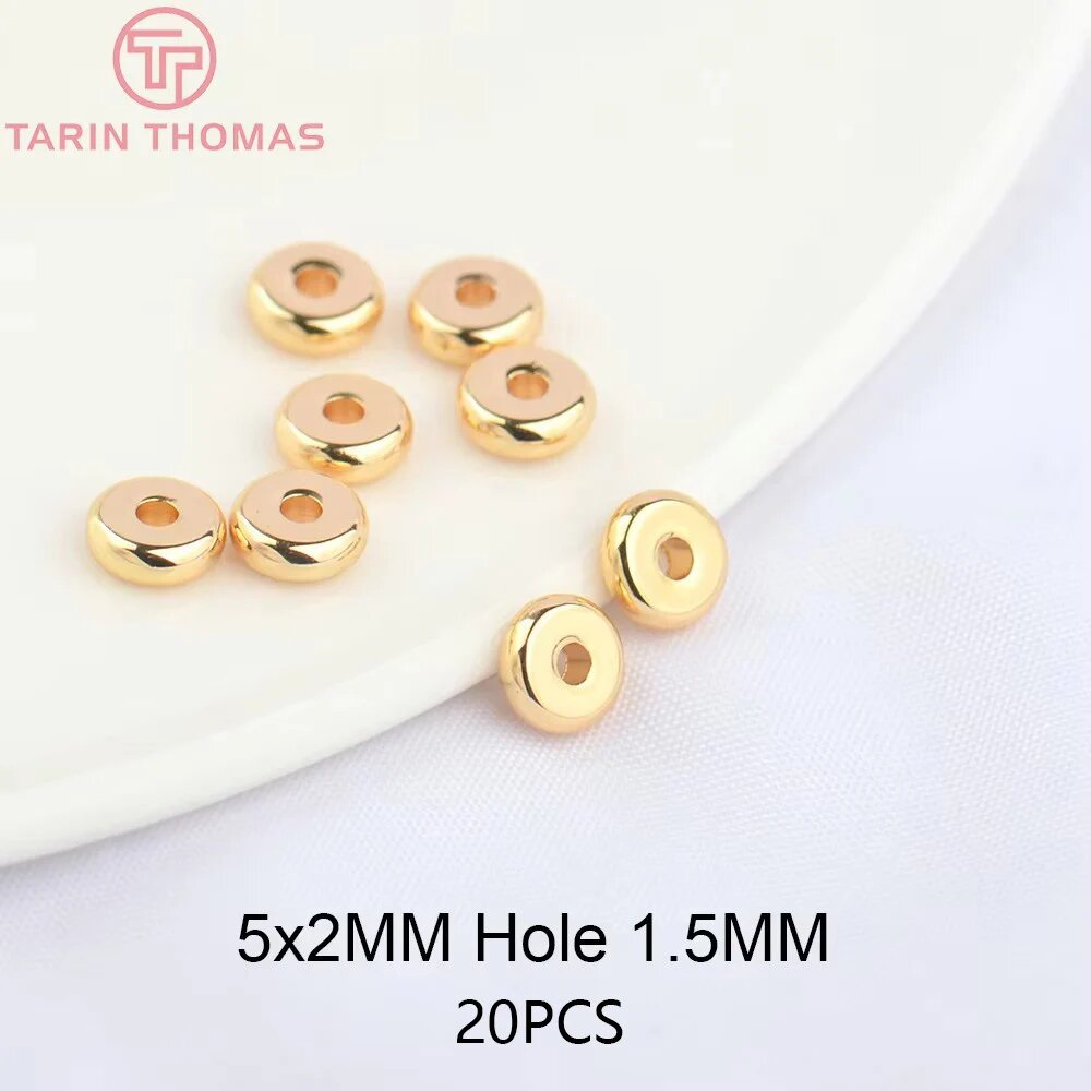 TARIN THOMAS Латунные квадратные бусины-разделители 24K 3053-24K Gold Color